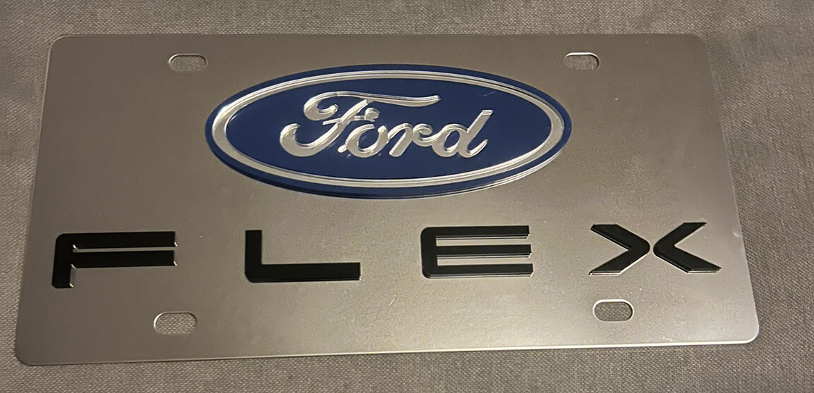 FORD FLEX Logo Stainless Steel vanity license plate tag RAISED 3-D LOGO ...