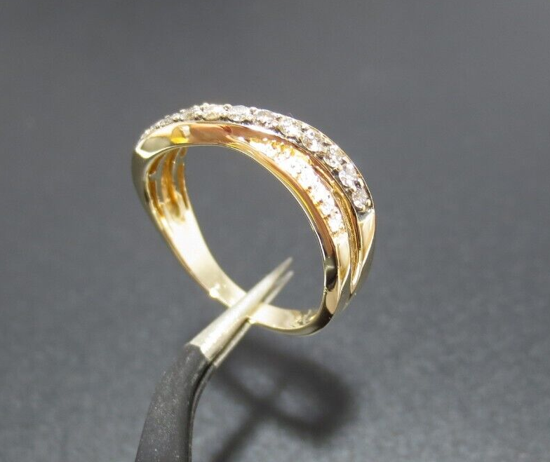 STUNNING 14K YG LADIES DIAMOND SWIRL BAND RING .25 tcw SZ 5.5 2.84 gr ...