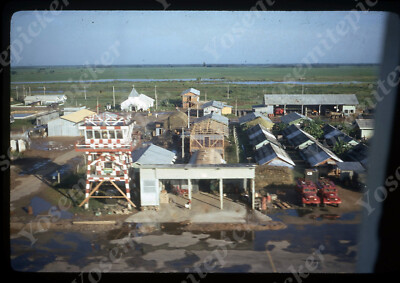 sl91 Original slide 1960's Vietnam Military base Church checkered tower ...