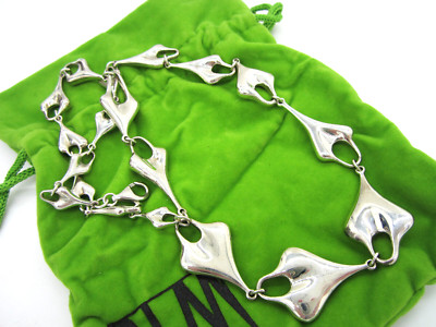ROBERT LEE MORRIS Bright Sterling Silver Modern Heart Links 70.6 Gram ...