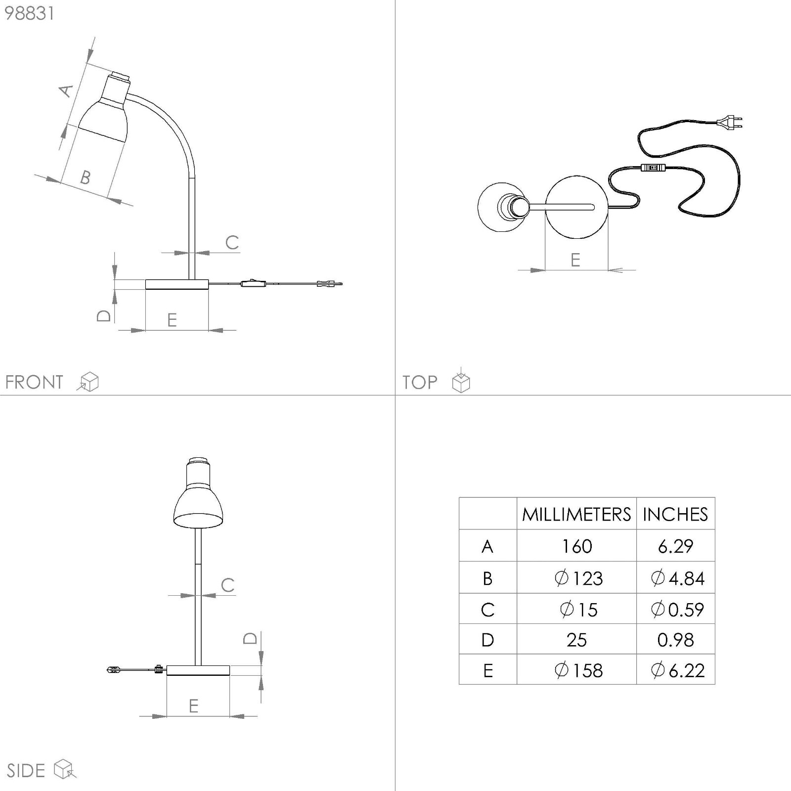 EGLO Deko Tisch Lampe Leuchte VERADAL Stahl schwarz Holz naturfarben 12 ...