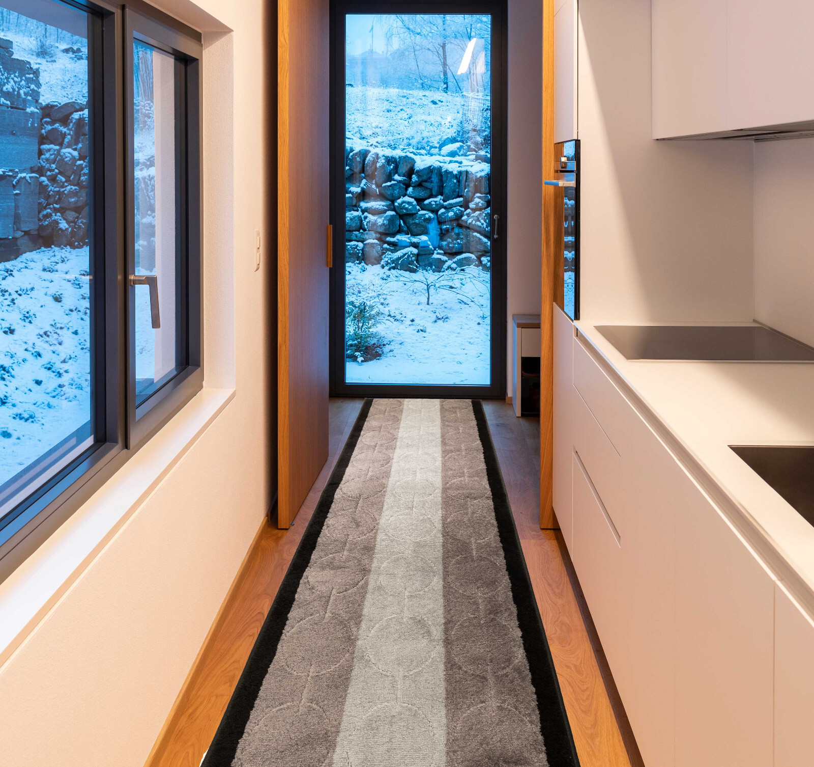 Custom Size Circle Design Grey Washable Non Skid Runners 26"/30"/36 ...