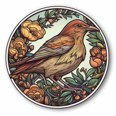 Georgia Brown Thrasher bird Cherokee Rose flower Vinyl Decal Sticker ...