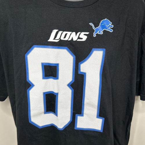 Detroit Lions Premium Black Short Sleeve Logo T-Shirt Size M 2XL #81 ...
