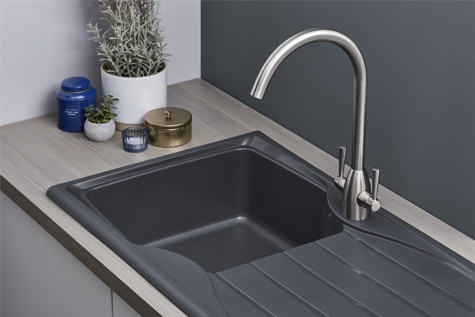 Liquida CMP10GR 1.0 Bowl Reversible Graphite Grey Kitchen Sink And ...