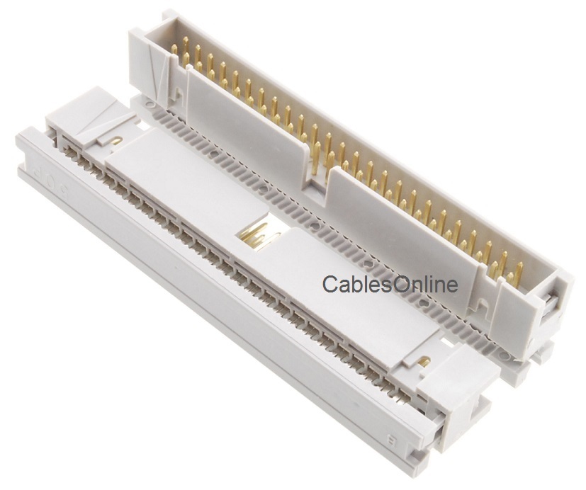 2-Pack 50-Pin (2x25) Male IDC Flat Ribbon Cable Box Header Connectors ...