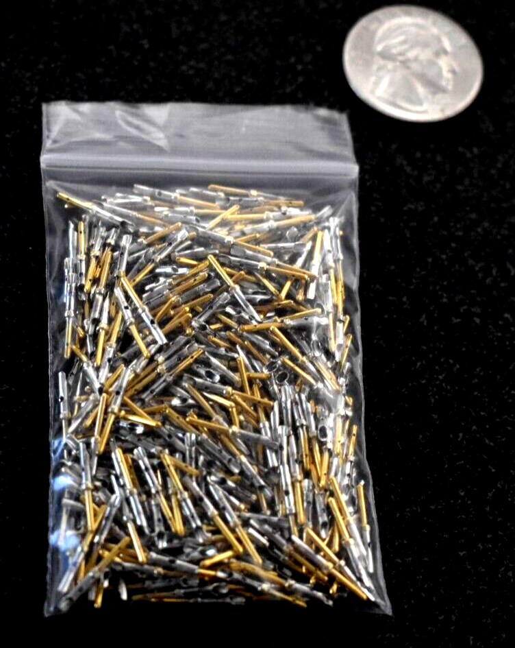 1oz. GOLD PLATED PINs from NEW TELECOM Connectors plugs NO SOLDER scrap ...