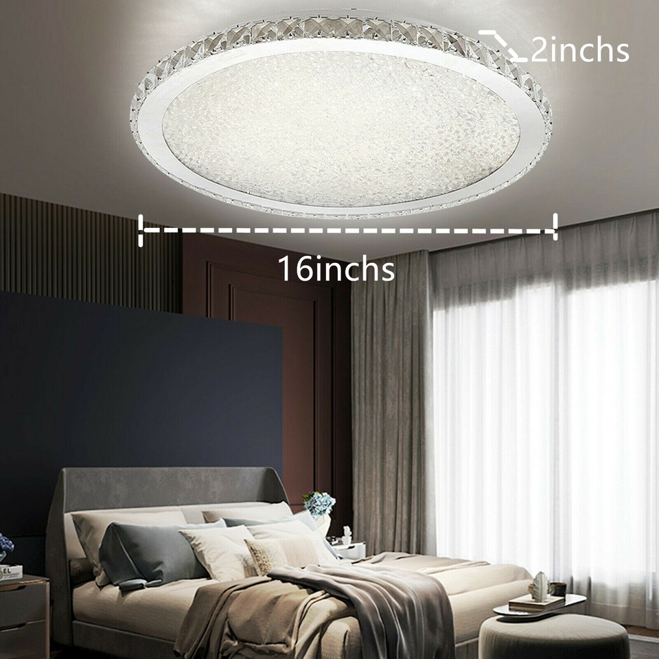 Modern Crystal LED Ceiling Light Fixture Pendant Lamp Flush Mount ...