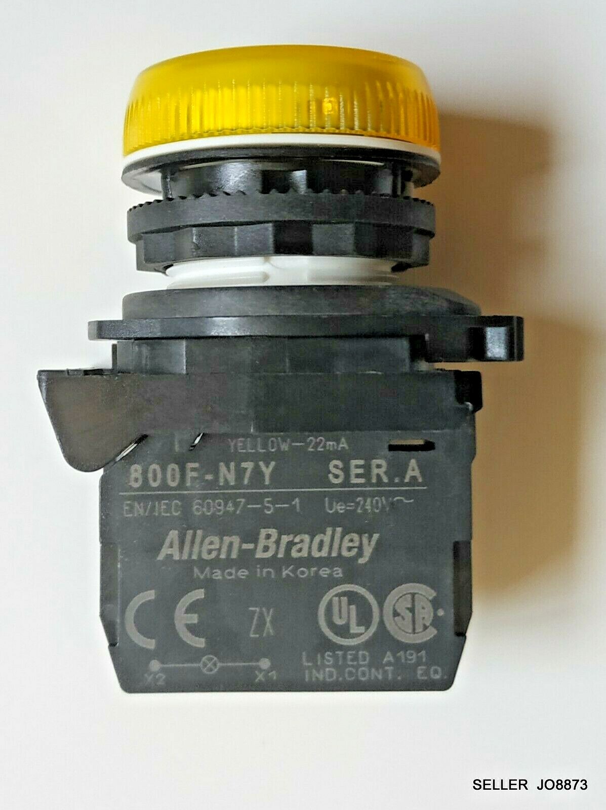 LOT OF 3 ALLEN BRADLEY 800F-PN7Y LIGHT BLOCK W/LED & PILOT LIGHT HEAD ...