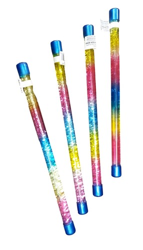 4 Pack Rainbow Glitter Baton Wand 12 Inch Multi Color Stick Swirl Twirl ...