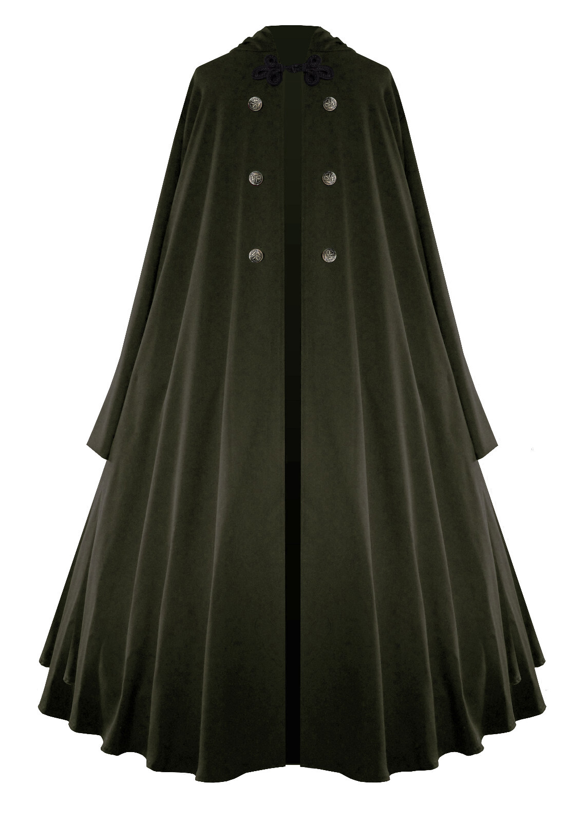 Mens Womens Steampunk Medieval Stage Military Goth Cloak Cape Hooded ...