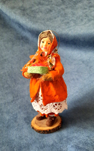 RARE Traditional Russian Style Cotton Babushka Doll Christmas Tree Toy ...