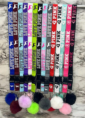 Vs love pink keychain lanyard with Pom Pom & scrunchie | eBay