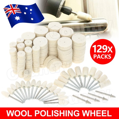 129PCS Felt Polishing Buffing Pads Wheel Wool Plastic Round Rotary Tool ...