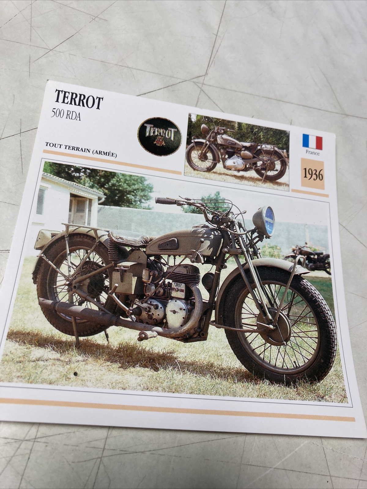 Terrot 500 RDA 1936 carte moto de collection Atlas France | eBay