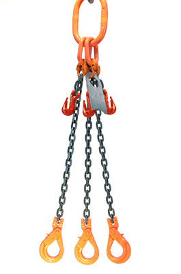 Chain Sling 1/2 x 10' Triple Leg Positive Lock Hooks Adjusters Grade 80 ...