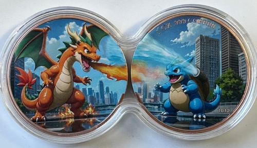 Charizard vs Blastoid - 1 oz .999 Fine Copper Dual Battle Set 2 Coin ...