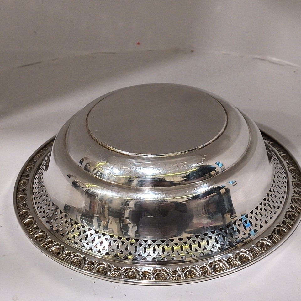 Vintage TSC Sterling Silver 6.5" Round Gadroon Edge Pierced Dish /180 ...