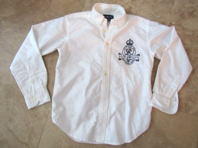Boys size S, small 8/10 Ralph Lauren buttoned shirt, big crest logo | eBay