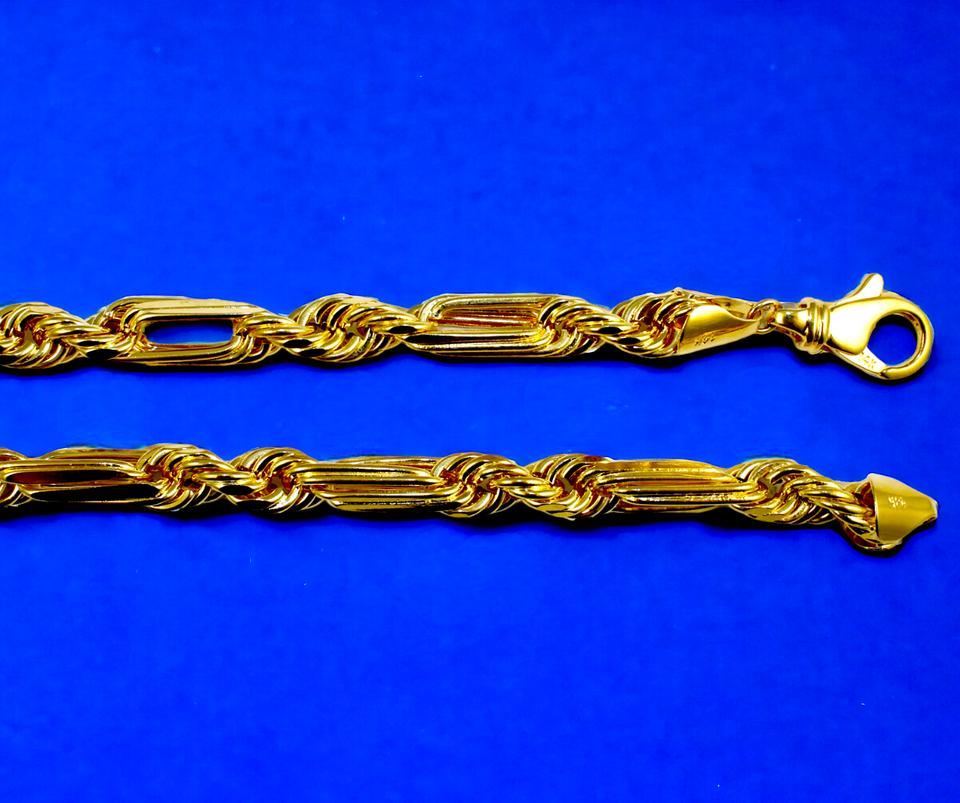 14K Yellow Gold Milano Figaro Rope Chain Necklace Diamond Cut 5mm-10mm ...