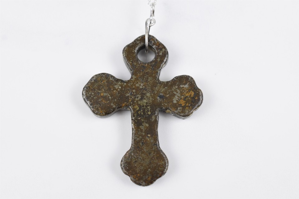 Natural Pyrite Cross Pendant Sterling Silver 18-in Chain Vintage ...