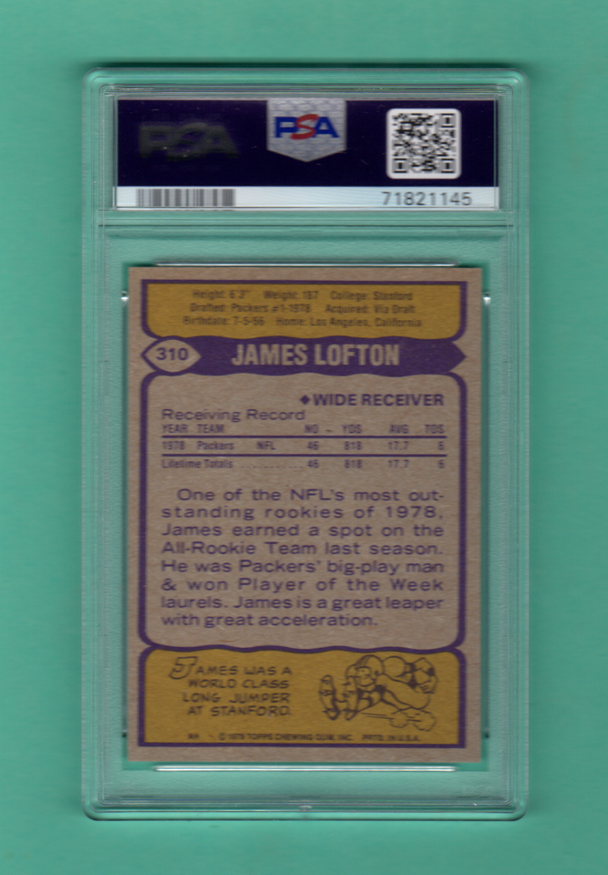 JAMES LOFTON 1979 TOPPS ROOKIE RC # 310 FRESH PSA 8 NEAR MINT-MINT ...