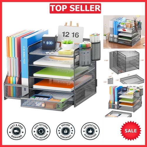 Lightweight 5-Tier Desk Organizer with Sliding Trays & Pen Holder ...