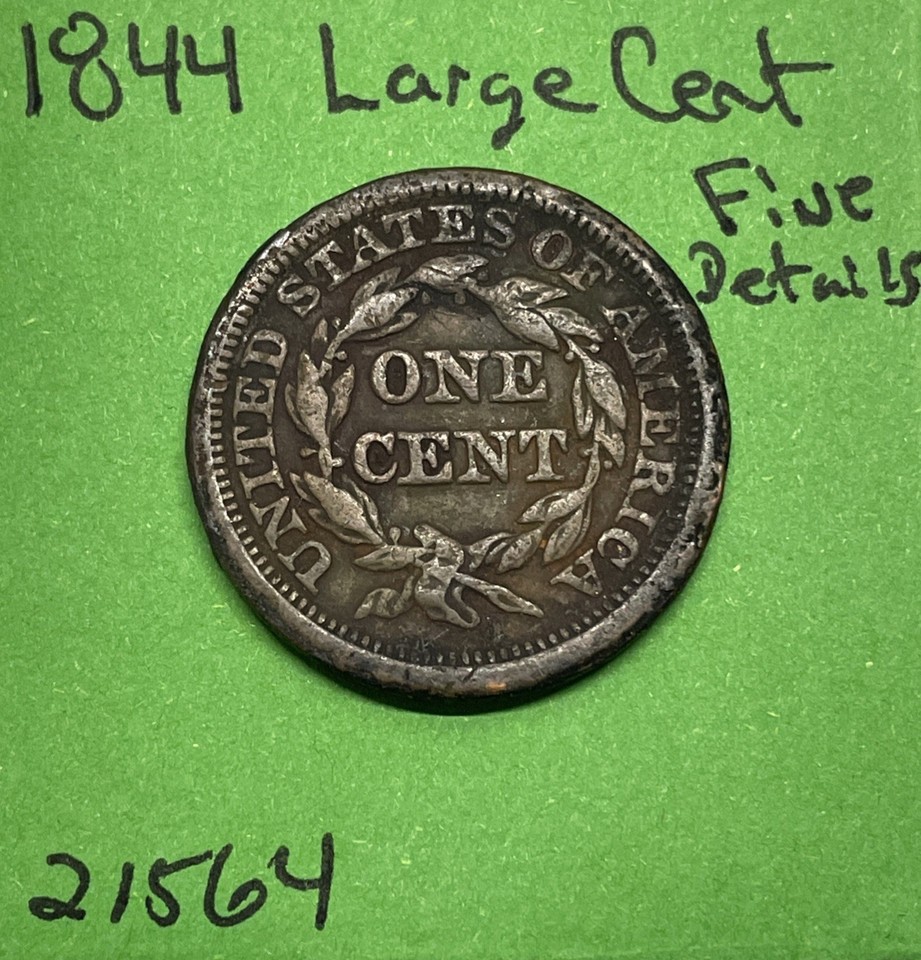 1844 Braided Hair Large Cent 1c FN Fine Details | eBay