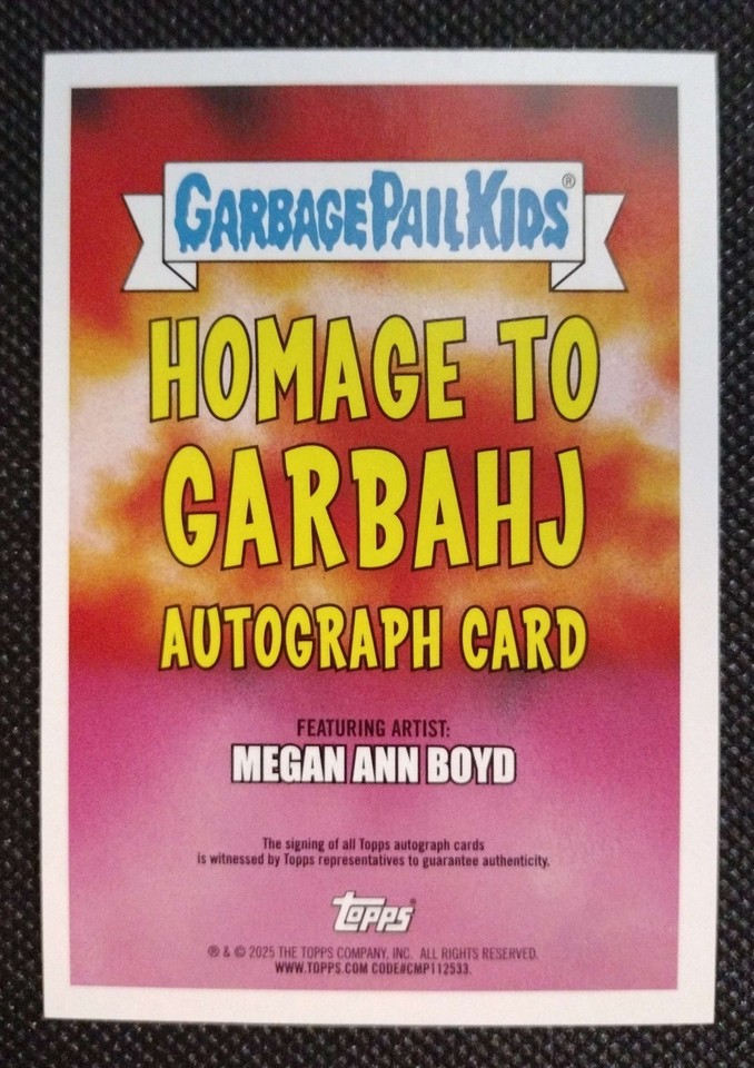 2025 Topps Garbage Pail Kids 40th Adam Bomb GARBA-27 Blue Auto 19/99 ...