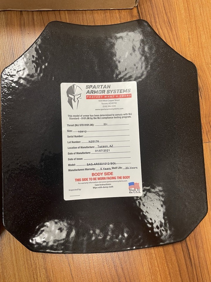 Spartan Armor Systems AR550 Steel Body Armor Plates Set 10x12 Level ...
