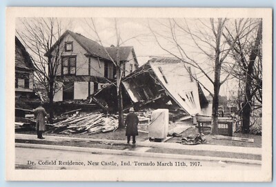 New Castle Indiana IN Postcard Dr. Cofield Residence Tornado Disaster ...