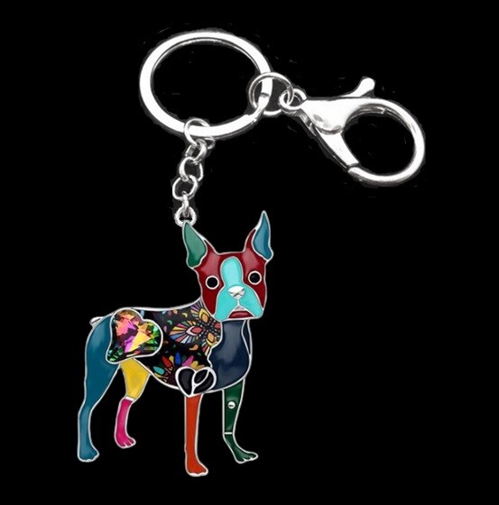 Enamel Dog Keyring - Bag Handbag Charm - Key Chain Ring - Animal Dog ...