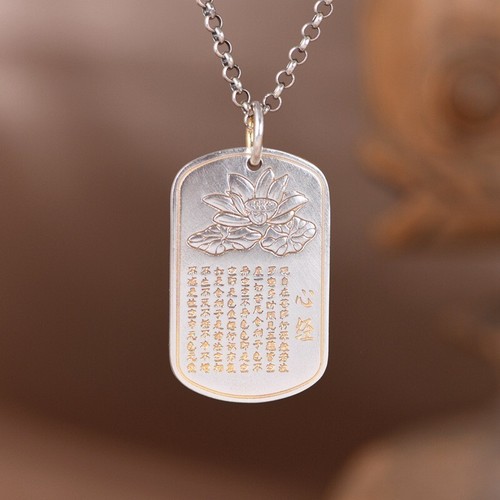 Buddhist Pendant Heart Sutra and Lotus Flower Fine Silver 999 | eBay
