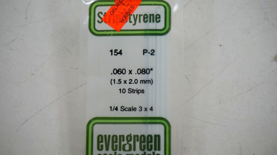 NOS Evergreen Scale Models (10 Strips) .060 x .080 Strip Styrene - 154 ...