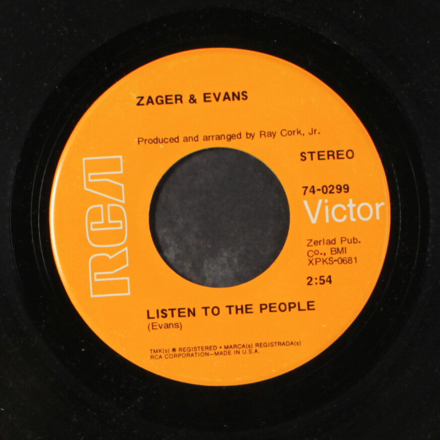ZAGER & EVANS: listen to the people / she never sleeps beside me RCA 7 ...
