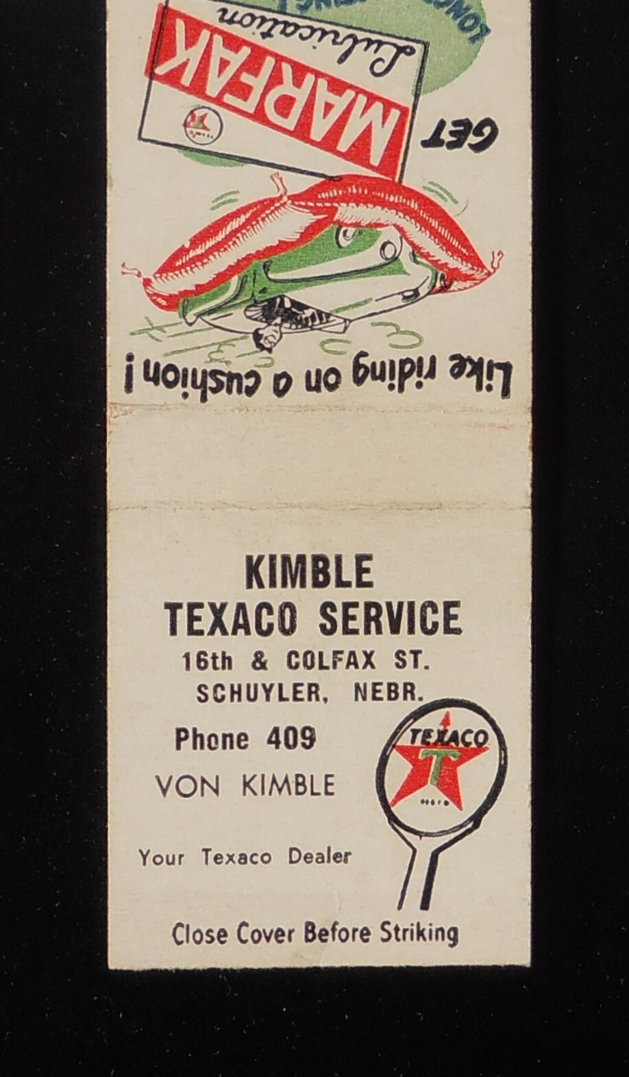 1940s GAS Von Kimble Texaco Service Marfak Lubrication Phone 409 ...