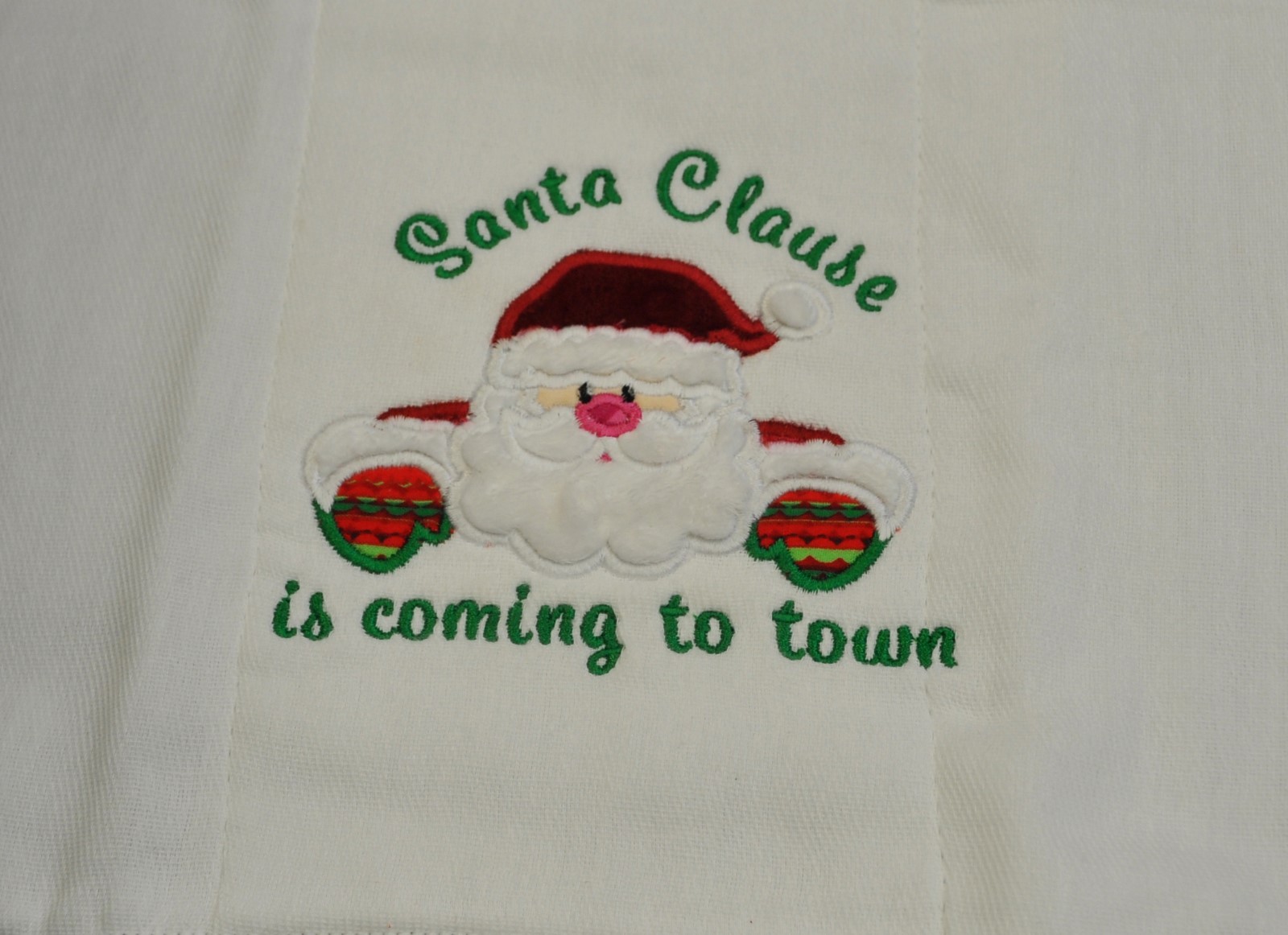 Embroidered & Custom Holiday Merry Christmas Santa on a baby burp cloth ...