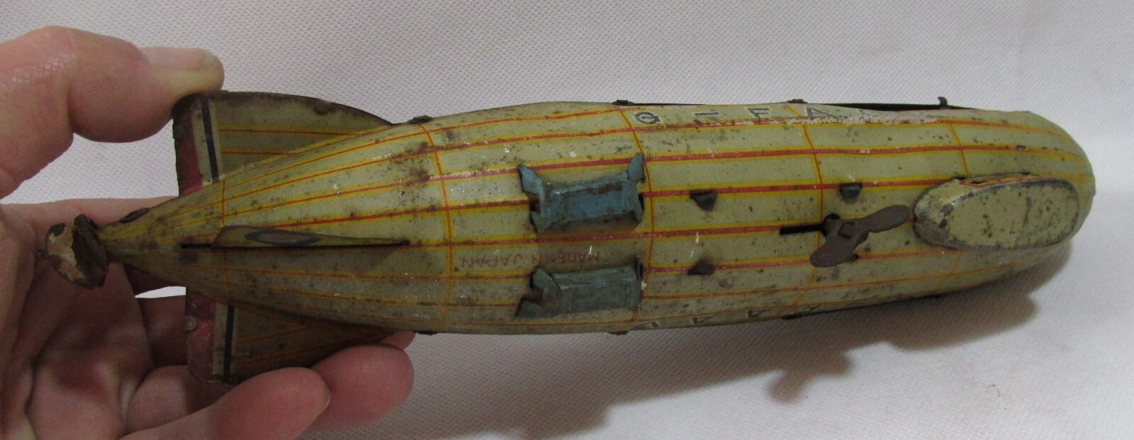 VINTAGE RARE MADE IN JAPAN WIND UP ZEPPELIN TIN TOY, FOR RESTORE OR ...