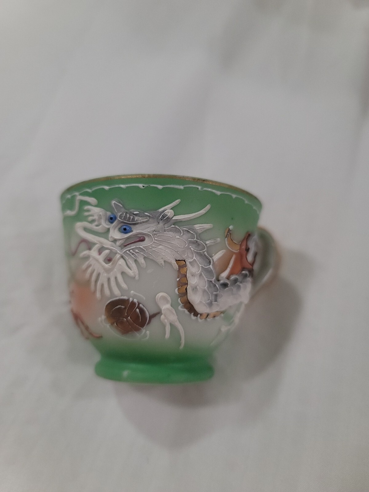 Vintage Fairyland China From Japan 3D Green Dragon Tea Cup Hand Painted ...