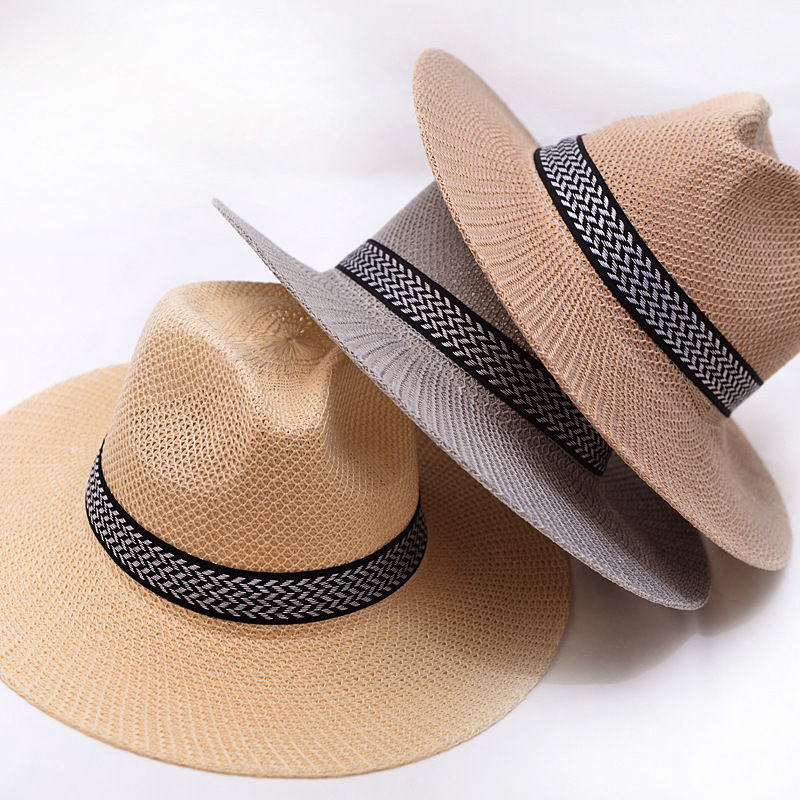 Mens Ladie Foldable Straw Panama Style Sun Hat Summer Beach Floppy Cap ...