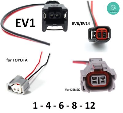 for Toyota EV6/EV14, 4 Fuel Injector Connectors Socket Plugs with ...