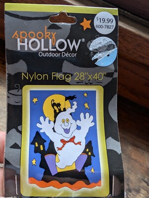 Vintage Halloween Decorative Spooky Hollow Flag 28x40 NOS,Outdoor ...