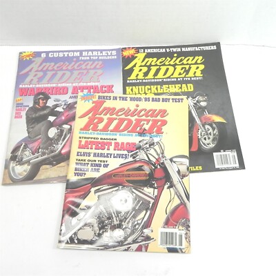 VINTAGE 1995 AMERICAN RIDER MOTORCYCLE MAGAZINE LOT OF 3 ISSUES HARLEYS ...
