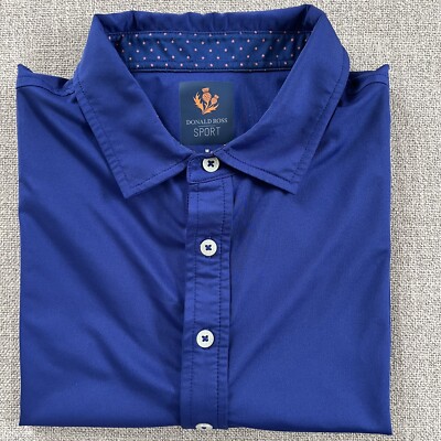 Donald Ross Sport Blue Embroidered Logo Golf Active Shirt Size Medium ...