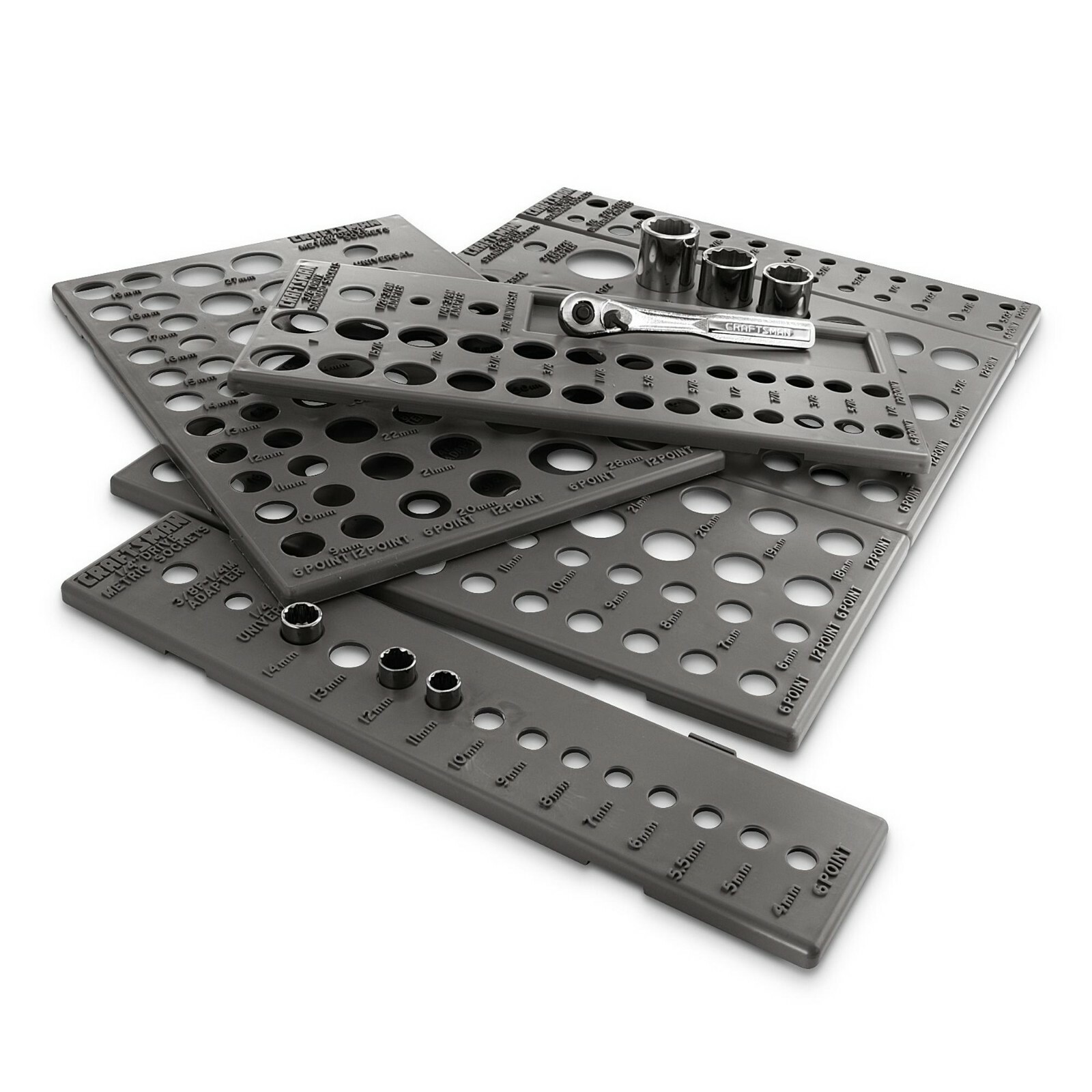 Craftsman Socket Organizer Set 6 Plastic Trays Holds 195 Sockets ...