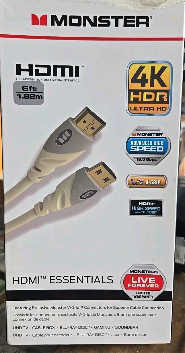 Monster HDMI Cable 4k Ultra HD with Ethernet 6ft