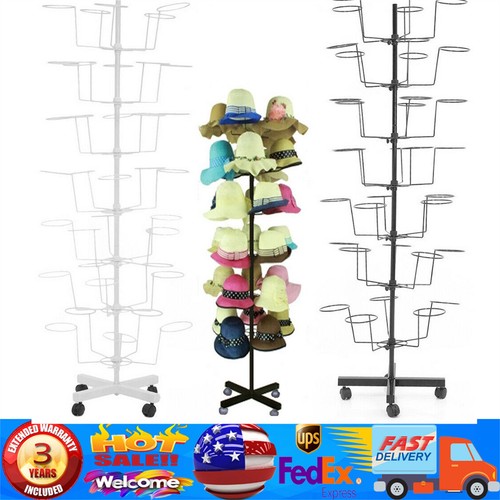 7 Tier Rotating Hat Display Rack Free Standing Floor Caps Headwear ...