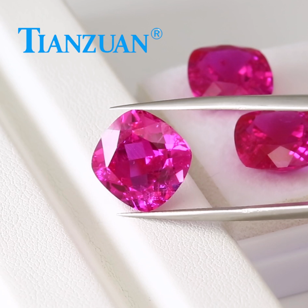 Cushion Shape Synthetic Ruby Rose Pink Color Loose Gemstone with ...