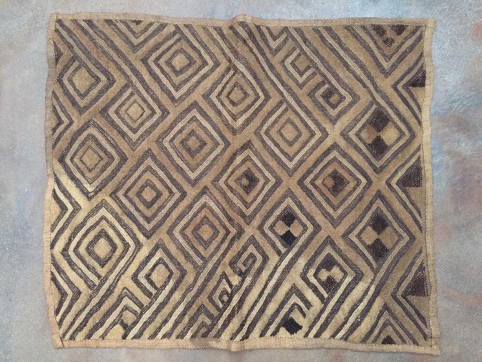 Old HandWoven Geometric African Kuba Shoowa Cloth Textile | eBay