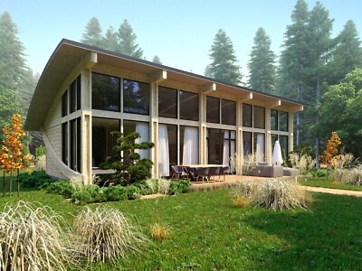 1120 sq.ft TIMBER FRAME KIT #TF-B-136_2-bdr WOOD PREFAB DIY BUILDING ...